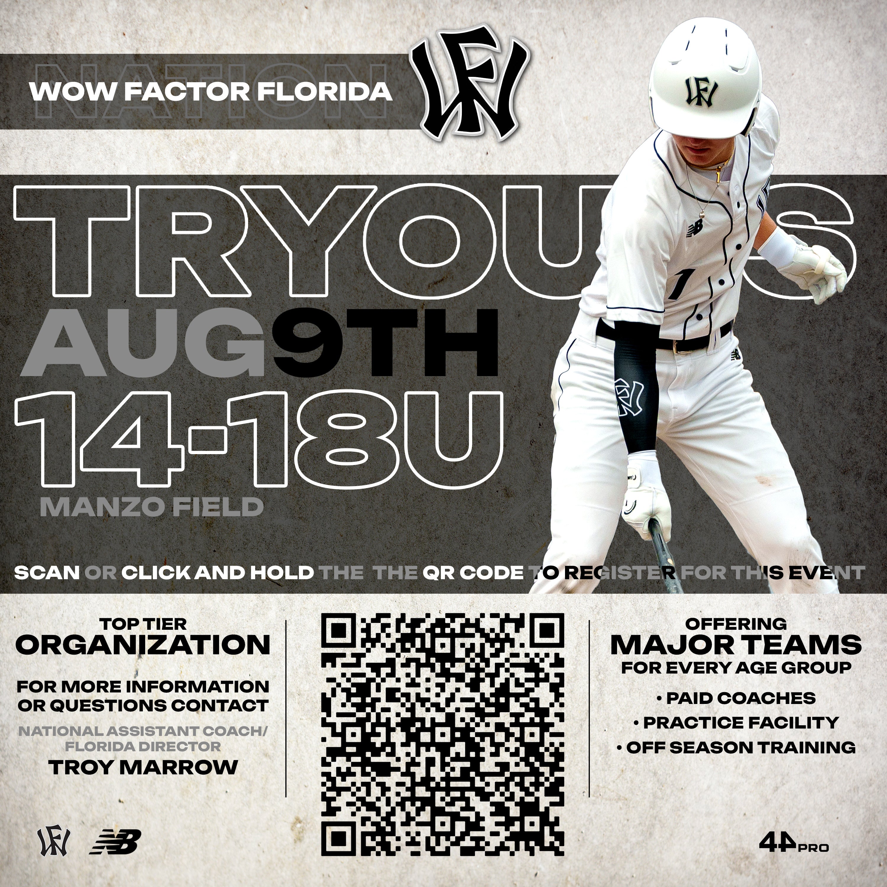 Wow Factor Nation Florida 14U-18U Tryout- August 9 – Wow Factor baseball